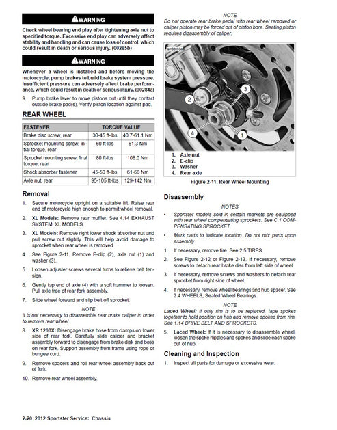 2012 Harley Davidson XL1200N Sportster Nightster Service Manual – retro ...