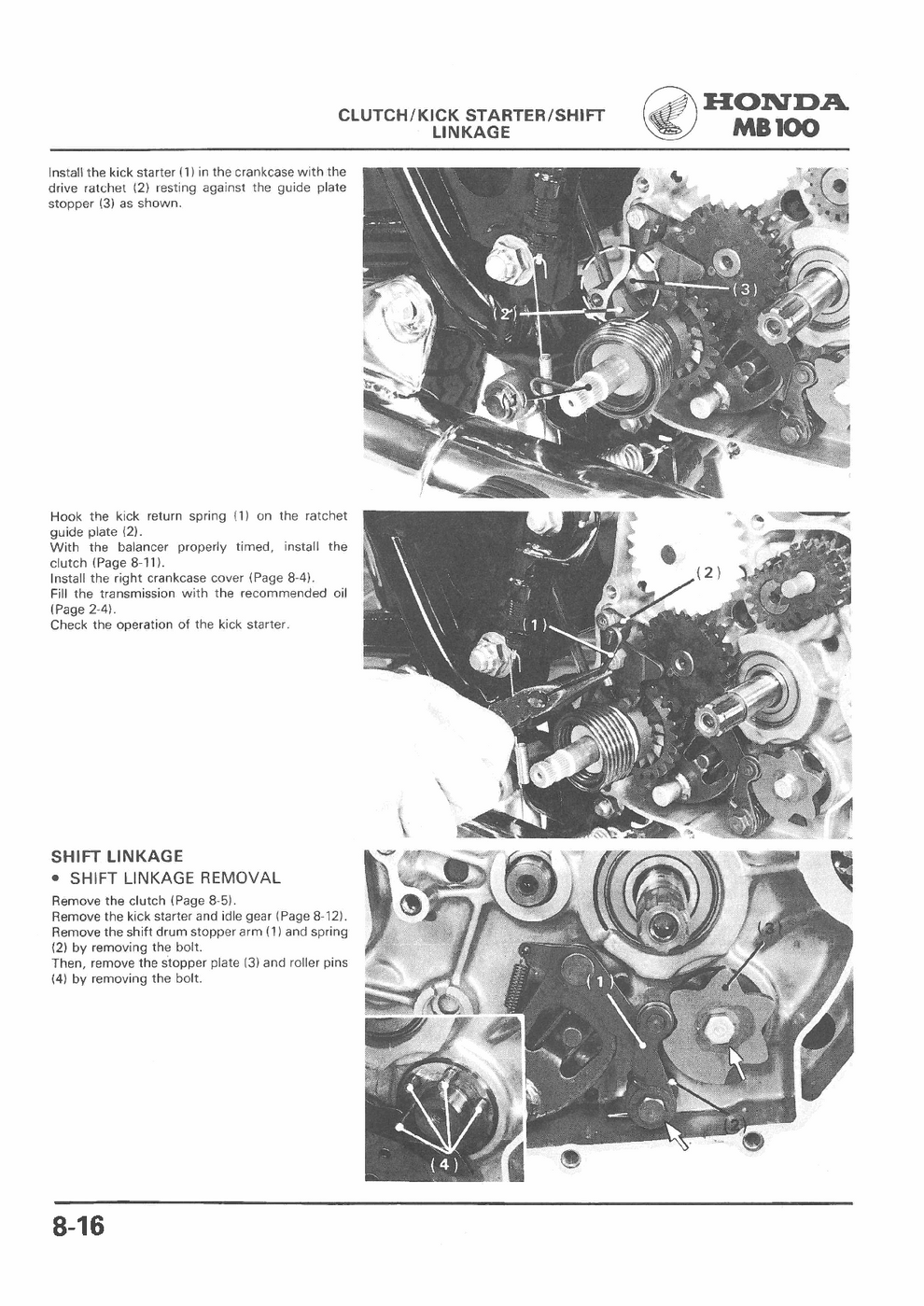 1979-1984 Honda H100A MB100 Sports Single Service/Workshop Manual ...
