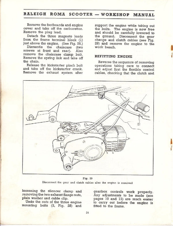 1961-1962 Raleigh RS1 RS 1 Roma Moped Scooter Service Manual – retro ...